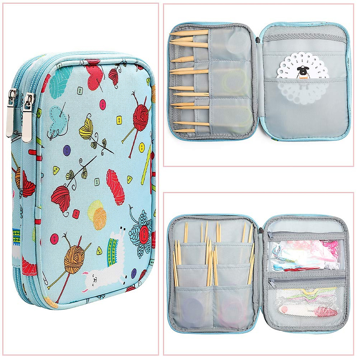 Coopay 62pcs Bamboo Circular Knitting Needles Set for Beginner, 18 Pair Circular Needles with Cable for Weaving Flat & Round Yarn Project, Knitting & Crochet Supplies with Case, 24 inch Sweater Needle