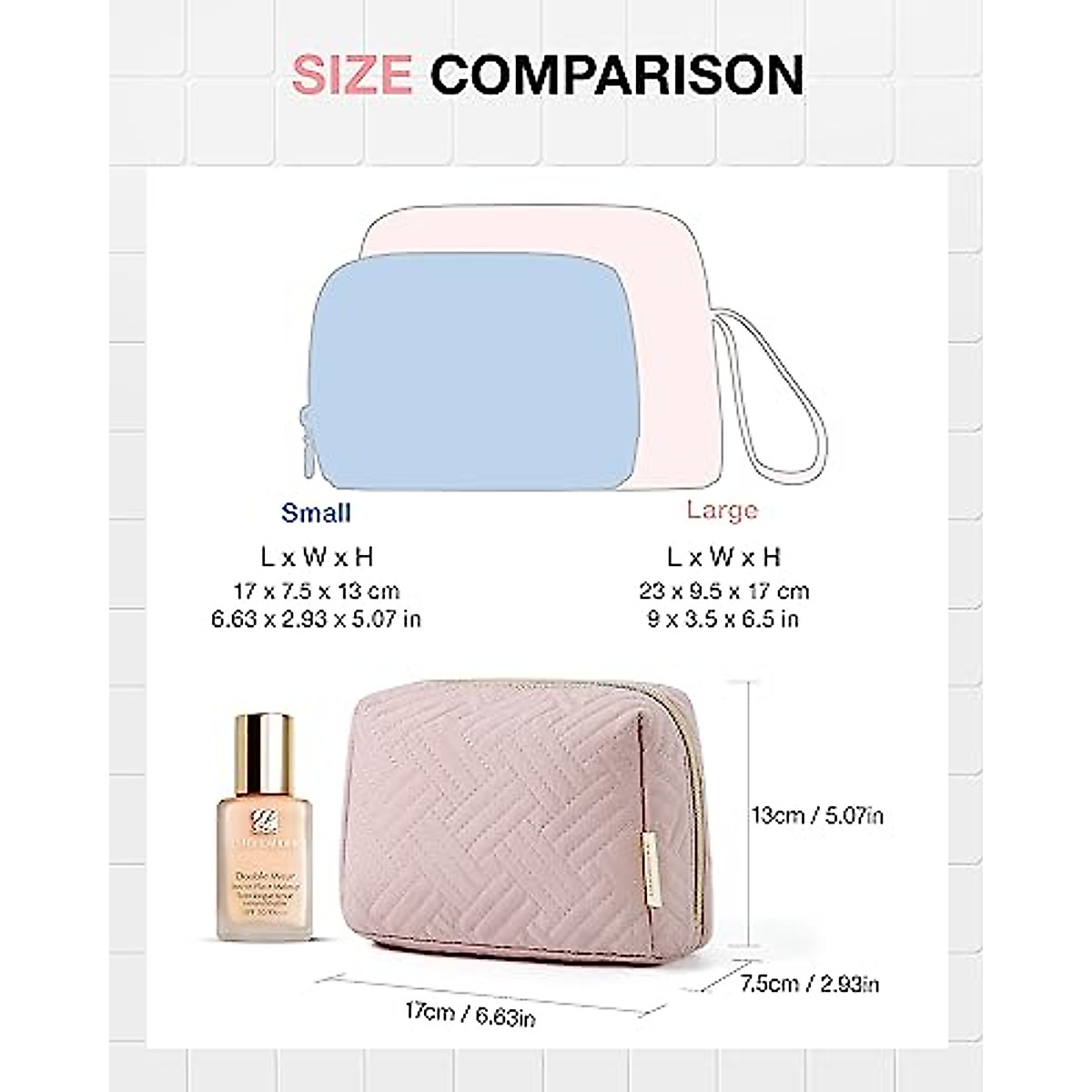 BAGSMART Small Makeup Bag, Travel Cosmetic Bag Make Up Pouch Small Travel Essentials for Women Dorm Room Essentials Pouch,Water-resistant Toiletry Bag,Makeup Organizer Bag,Pink