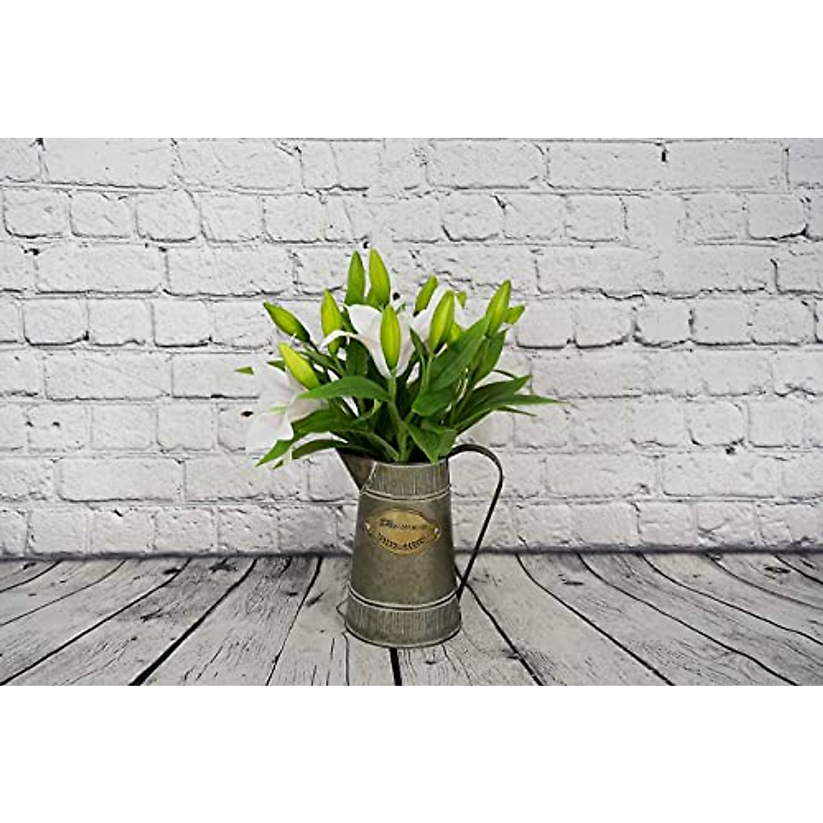 Harfirbe 5X7ft White Brick Photography Background Retro Wooden Floor Portrait Photo Studio