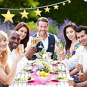 Gold Cardboard Stars Star Cutouts Hanging Glitter Foil Star Metallic Star Cutouts (6cm/ 12cm/ 20cm/ 30cm) and 50m Nylon Beading Fishing Line Gold Star Decorations (Gold, 24 Pcs)