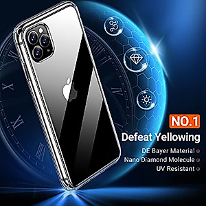 TORRAS [𝟮𝟬𝟮𝟮 𝗡𝗘𝗪] Diamond Clear iPhone 11 Pro Case [Material Safe Certified] No.1 Anti-Yellow [12FT Military Grade Protective] Hard Back & Non-Slip Bumper Slim Phone Cases iPhone 11 Pro, Clear
