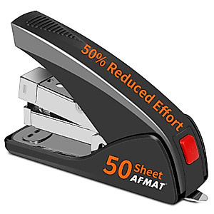 Stapler for Desk, 50 Sheet Effortless Stapler, Desktop Stapler Staple with One Finger, Portable Handheld Ergonomic Stapler Heavy Duty, Built-in Staple Remover, Space Save Size, Good for Home & Office
