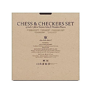 A&A 15 inch Walnut Wooden Chess Sets w/ Storage Drawer / Triple Weighted Chess Pieces - 3.0 inch King Height/ Walnut Box w/Walnut & Maple Inlay / 2 Extra Queen / Classic 2 in 1 Board Games