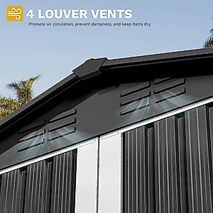 DWVO 6x4ft Metal Outdoor Storage Shed, Waterproof Tool Shed Heavy-Duty Storage Unit with Lockable Door and Vents, Ideal for Bicycles, Tools, Lawnmowers, Backyards, Patios, Lawns - Dark Gray