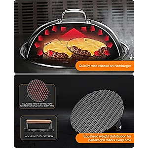 homenote Griddle Accessories for Blackstone, Commercial Grade 12 Inch Heavy Duty Round Melting Dome with Cast Iron Smash Burger Press Perfect for Flat Top Hibachi Grill Indoor Outdoor