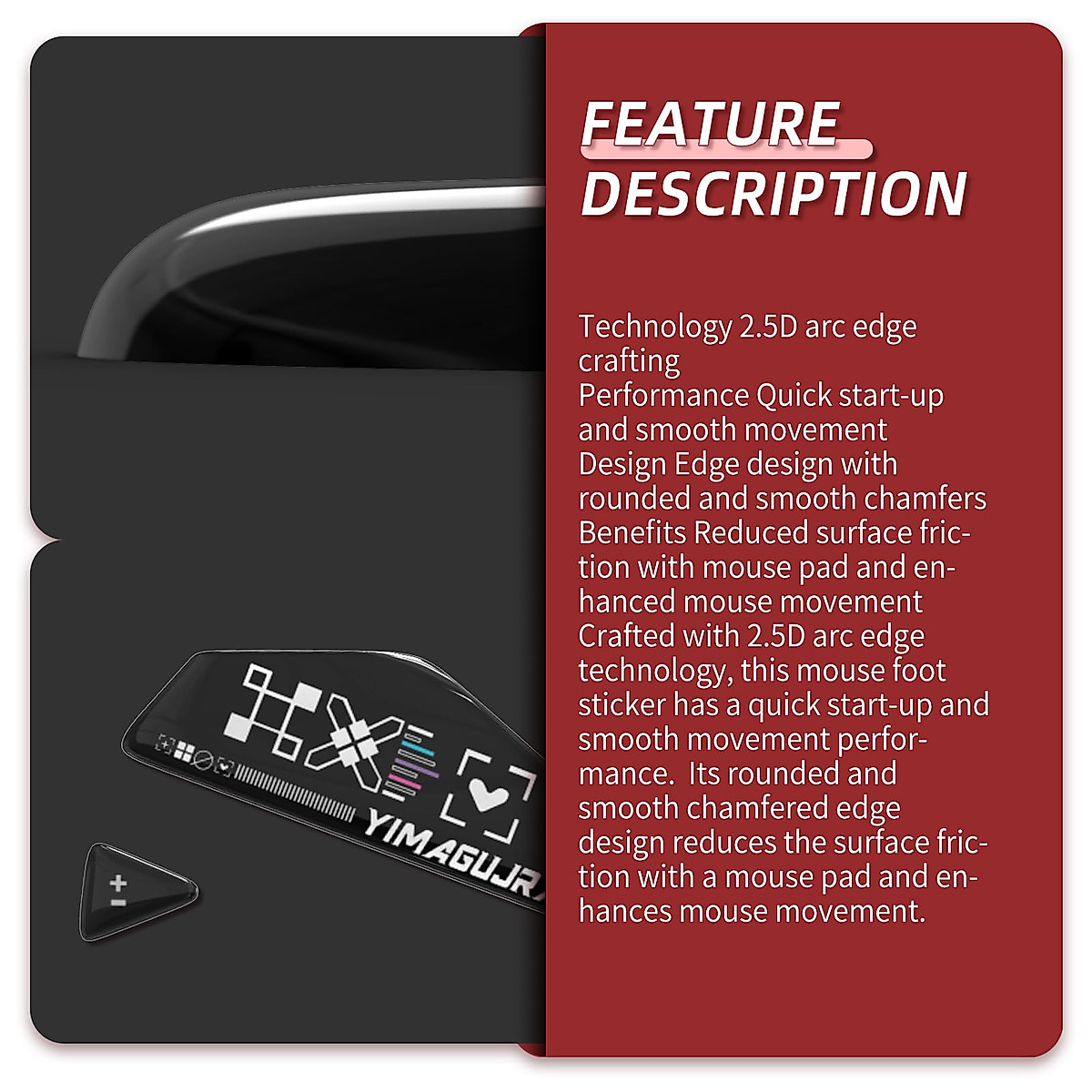 YIMAGUJRX Mouse Feet Glass Mouse Skates,Fastest and Smoothest Mouse Feet/Skates,Fast Start,Precise Positioning,Glass Mouse Feet Pads for Logitech G 502 Lightspeed Wireless (Black Print)