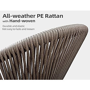 PURPLE LEAF 2 Pieces Patio Furniture Outdoor Dining Chair All-Weather Wicker All Aluminum Frame for Lawn Garden Backyard Deck Patio Dining Chair with Cushions, Grey