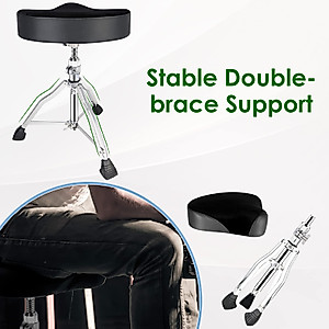 EASTROCK Drum Throne Drum Seat Height Adjustable,Rotatable Padded Drum Stools Motorcycle Style Drum Chair with Anti-Slip Feet for Drummers,Adult