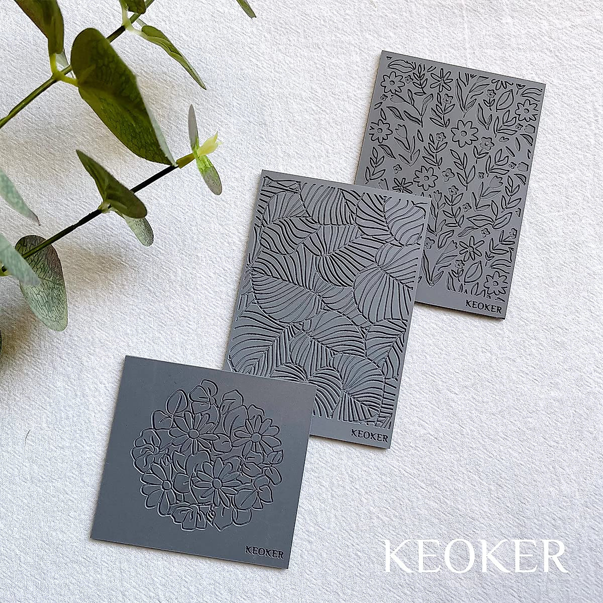 Keoker Polymer Clay Texture Sheets, Clay Texture Mat for Making Earrings Jewerly, Polymer Clay Earrings Tools (Floral A)