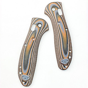 Aibote 1 Pair G10 Handle Scales Glass Fiber Handles Patch DIY Tool Material Designed for Benchmade Griptilian 551 550(Screws Included) (Black Orange)