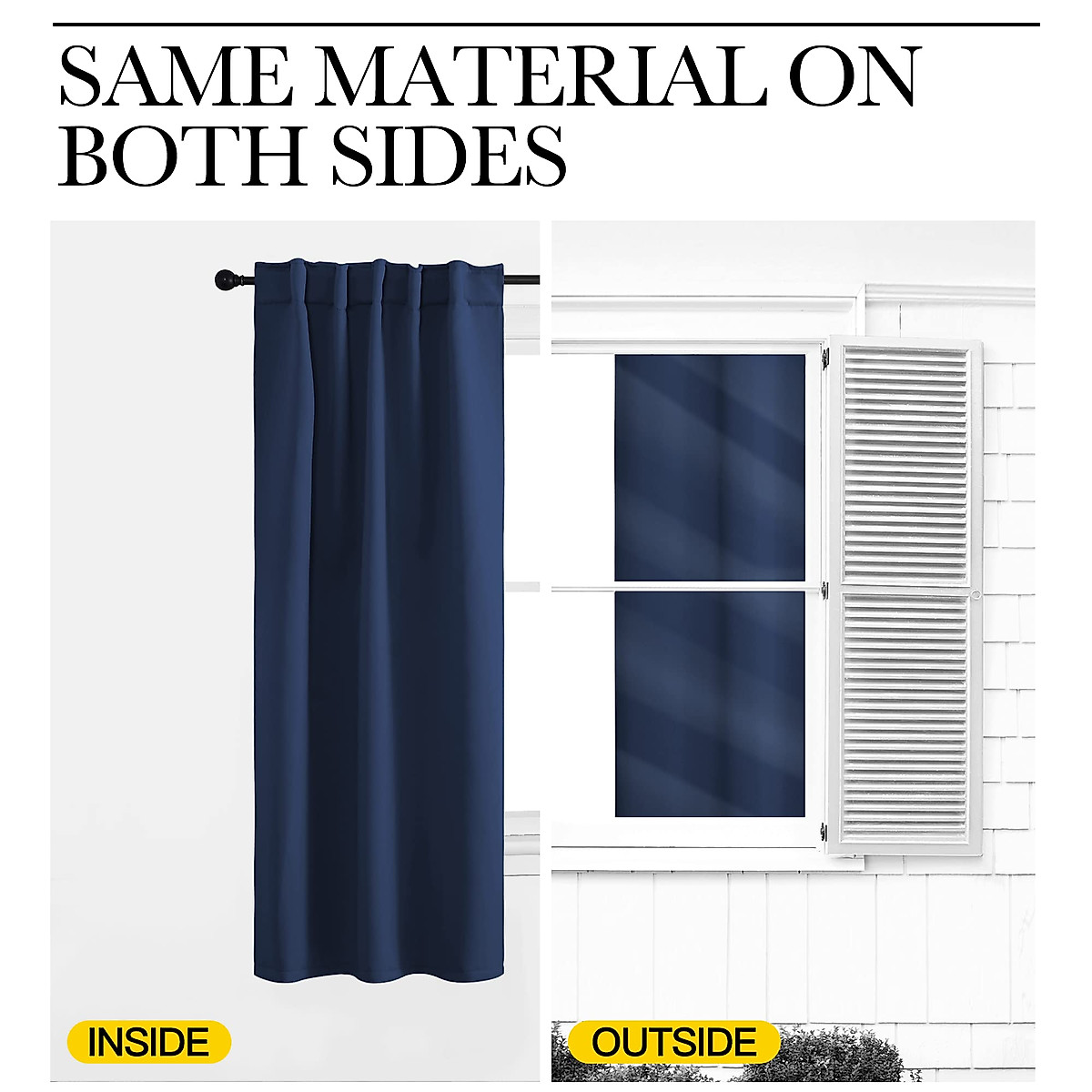 NICETOWN Vertical Blinds Window Curtain Panels - (Navy Color) 70 by 84 inches, Set of 2 Panels, Energy Saving Blackout Curtains for Hall Room