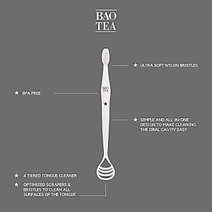 BAO TEA All-in-One Toothbrush & Tongue Cleaner: Comprehensive Oral Health Solution, Versatile Dental Care with Integrated Tongue Cleaning Design and Ultra-Soft Bristles
