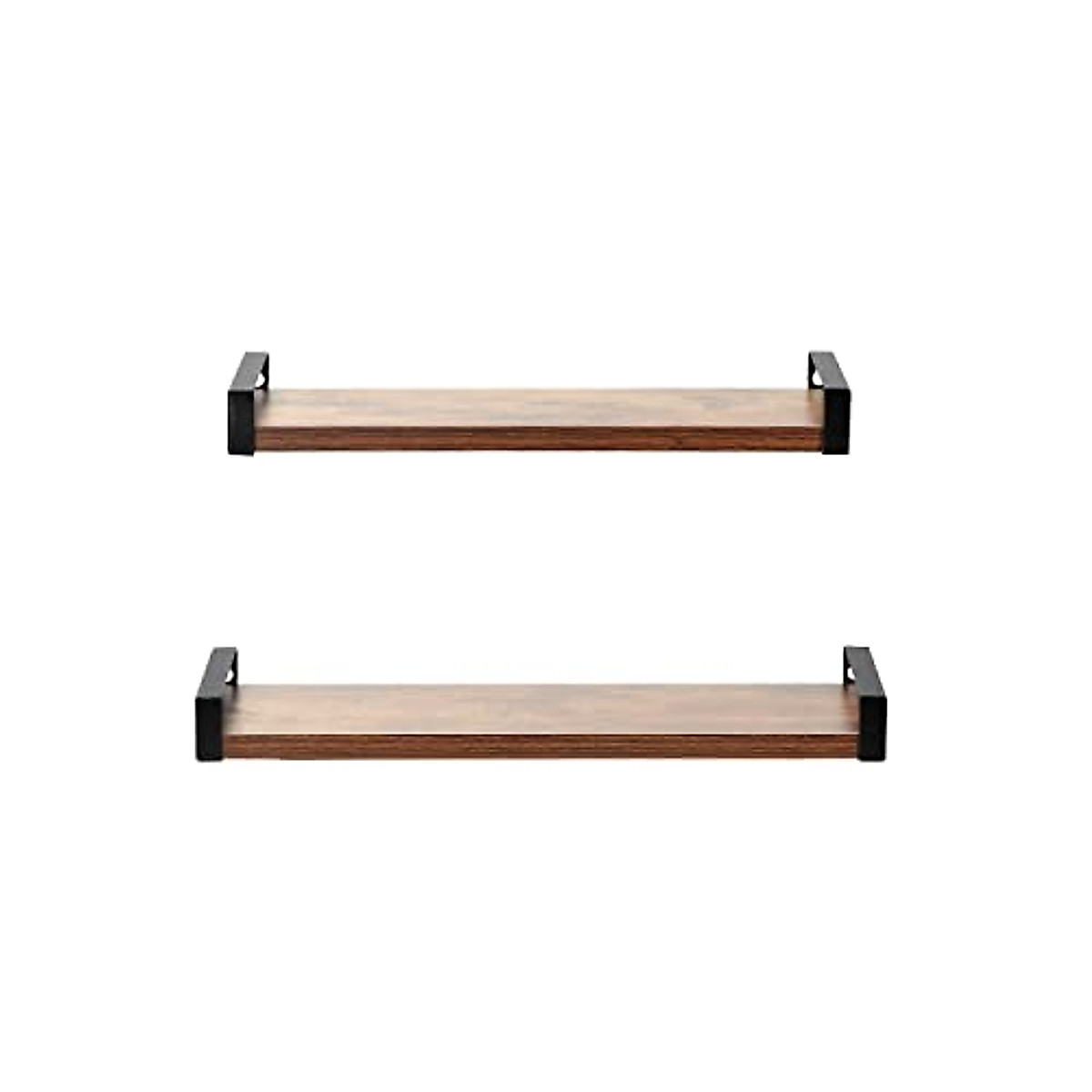 Pemtow Floating Wall Shelves Set of 2, Sized 14.4” and 15.7”, Rustic Wood Storage Hanging Shelf for Bedroom Living Room Bathroom Kitchen