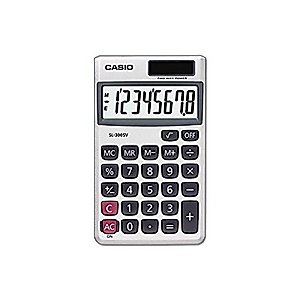 Casio, Inc 8-Digit Handheld Calculator, 2-3/4"x4-5/8"x9/32", Silver