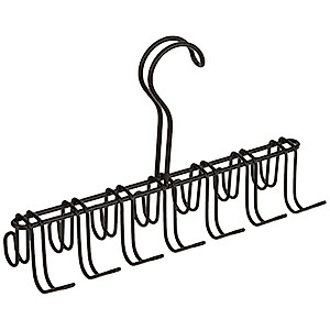 iDesign Classico Metal 14-Hook Closet Organizer Rack for Ties, Belts, Hats, Purses, and More, 10.25" x 3.75" x 6.75", Matte Black