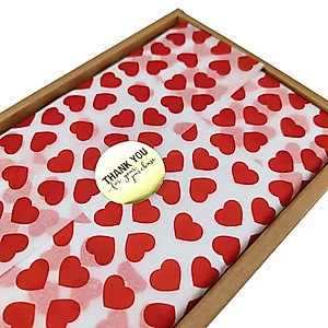 MORANTI 25 Sheets Red Heart Bulk Tissue Paper Gift Wrap 19.7 x 27.5 Inch Gift Bags Decor Tissue Paper for Valentine's Day Wedding Bridal Showers Party