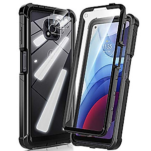 HATOSHI for Motorola Moto G Power 2021 Case with Built in Screen Protector [NOT for Moto G Power 2020], with 2 Pack Camera Lens Protector, 5X Military-Grade Shockproof Phone Case，Black