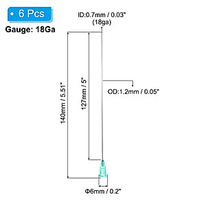 PATIKIL 18Ga x 5 Inch Dispensing Needle Tips, 6Pcs Stainless Steel and Plastic Glue Needle Tube Blunt Tips with Luer Lock for Glue Oil Applicator, Green
