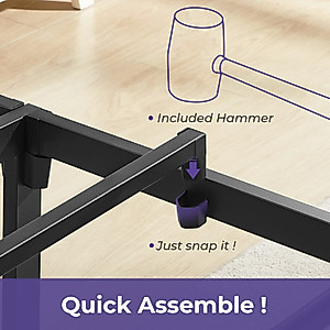 GreenForest Full Size Bed Frame with Headboard and Footboard Heavy Duty Supports Mattress Foundation, No Box Spring Needed, Black