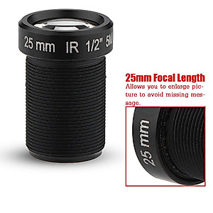 25mm CCTV Camera Lens Super Clear 5 Million Pixels 1/2'' Security Camera Lens for XiaoMi, for Firefly, for SJCAM and Other IP Cameras Default