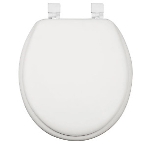 J&V Textiles Soft Round Toilet Seat With Easy Clean & Change Hinge, Padded (White)*