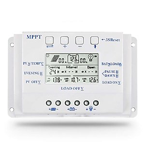 iSunergy Solar Charge Controller 30A Intelligent Solar Panel Battery Voltage Charge Regulator 12V/24V Auto Work with LCD Display for Off Grid Battery Charging