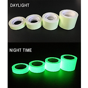 DUOFIRE Glow in The Dark Tape, Luminous Tape Sticker,9.84' Length x 0.47" Width (1.2cmx300cm) High Luminance Glow Removable Waterproof Photoluminescent Glow in The Dark Safety Tape