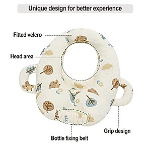 vocheer Baby Bottle Holder, Portable Support Pillow for Newborns, Baby Breastfeeding Pad，Bottle Support Cushion, Leaf
