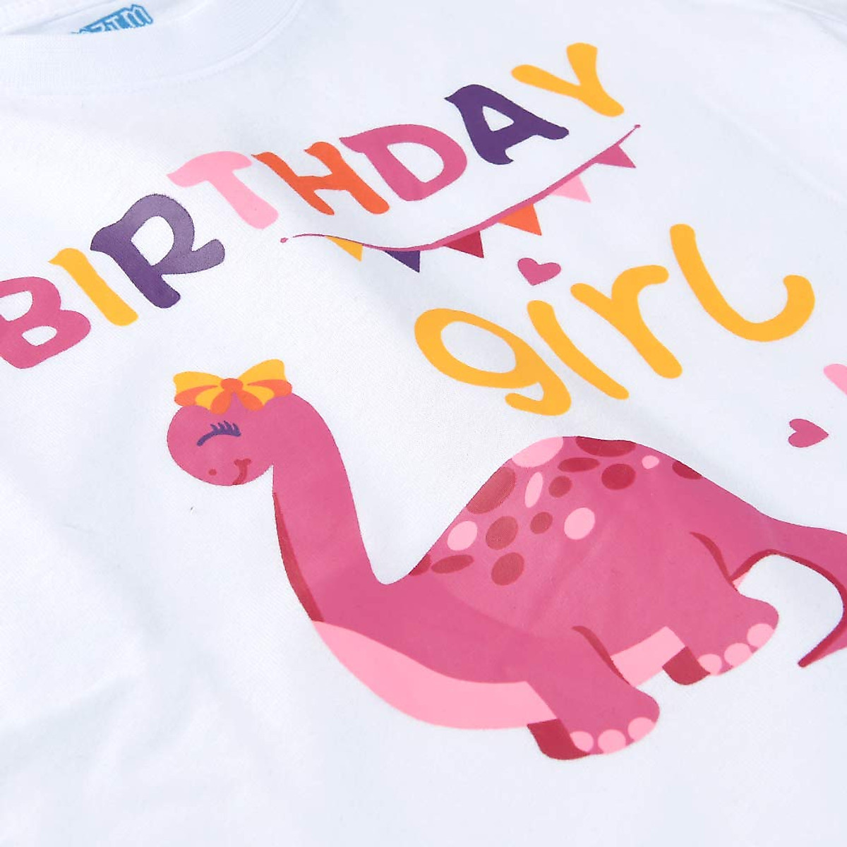 3rd Birthday Dinosaur T-Shirt Tee for Toddler Kids Girls - Dino Birthday Party T Shirt 3 Years Old White Short Sleeve Printed Graphic Outfit 100% Cotton B-Day Shirt Gift