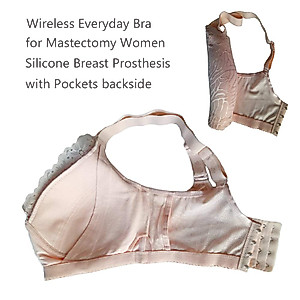 Women Everyday Bra for Mastectomy Silicone Breast Inserts (34B, Skin)
