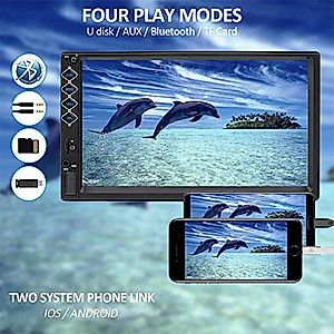 7 Inch Car Stereo Double Din Bluetooth 5.1,Car Radio Touch Screen FM Radio,Backup Camera/Support Mirror Link/Hands Free Calling,Steering Wheel Remote(SWC)/MP3/MP4/MP5 Subwoofer Player/2 Din Car Audio