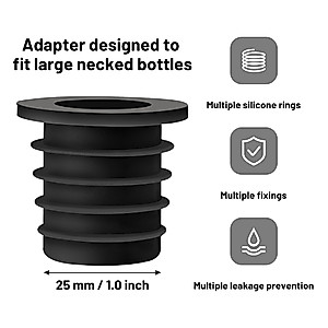 Liquor Pourer Adapters for Large Liquor Bottles and Olive Oil Bottles, Up to 1Inch/25mm Neck Bottle, Converts Regular Size Spout to Large Pouring Spout, 6 Pieces Set