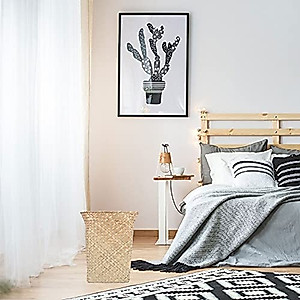 DOITOOL Wicker Rattan Waste Basket Woven Seagrass Trash Can Retro Garbage Rubbish Bin Woven Flower Pots Sundries Container Basket for Bedroom Kitchen