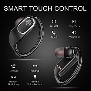 MuGo Wireless Earbuds Sports Bluetooth Headphones Call Noise Reduction 48hrs Playtime Deep Bass in Ear Earphones with Earhooks, 1000mAh Charging Case, Waterproof Built-in HD Mic Headset for Workout