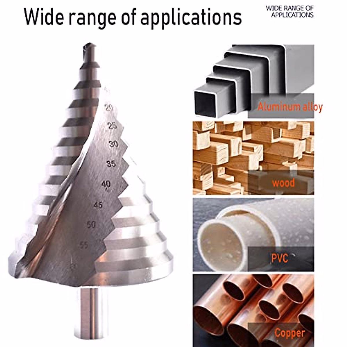 Preamer 6-60mm HSS 4241 Large Spiral Groove Metric Step Drill Set Cone Drill Bit Woodworking Metal Hole Cutter Tool Drilling Bit