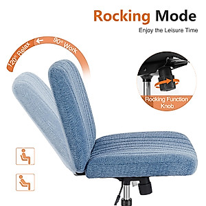 Sweetcrispy Office Chair No Wheels - Armless Desk Chair No Wheels Cross Legged Office Chair Wide Swivel Home Office Desk Chairs