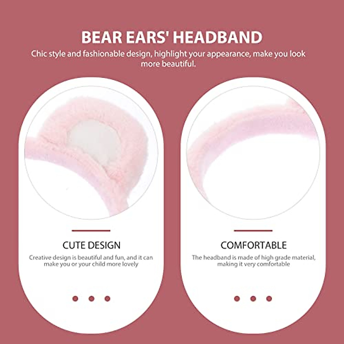 SOLUSTRE Bear Ears Headband Lovely Headdress Face Washing Hair Hoops Makeup Headband Hair Accessories for Girls Spa Makeup Washing Face Outdoor, Pink