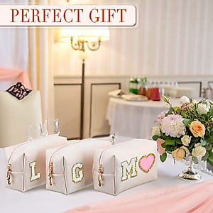 Sanwuta 9 Pcs Preppy Makeup Bag PU Leather Cosmetic Bag Makeup Pouch Plain Cosmetic Pouch Waterproof Toiletry Bags for Traveling Preppy Travel Purse Cosmetic Organizer(Ivory White)