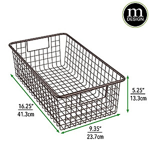 mDesign Metal Wire Food Storage Basket Organizer with Handles for Organizing Kitchen Cabinets, Pantry Shelf, Bathroom, Laundry Room, Closets, Garage - Omni Collection, 8 Pack, Bronze