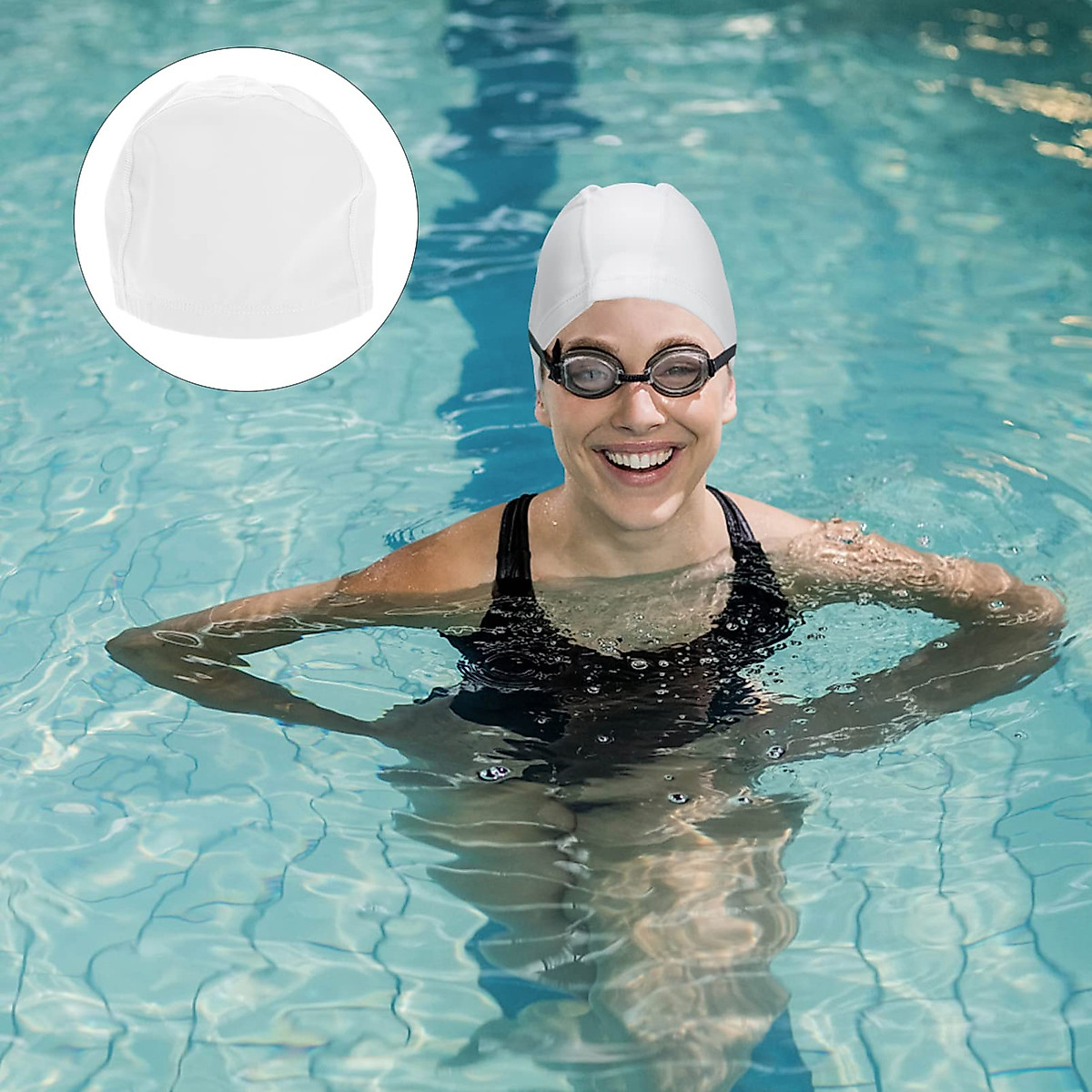 BESPORTBLE Pu Swimming Cap Flap Hats Swim Bag Neck Cap Swimcap Swim Cap Swim Turban Sun Caps Replacement Trampoline Poles Swimming Head Cap Portable Outdoor White Elastic Cap Miss