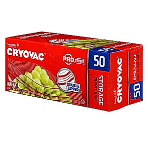 Diversey-100946911 CRYOVAC Resealable Double Zipper Quart Storage Bags (50 Bags)