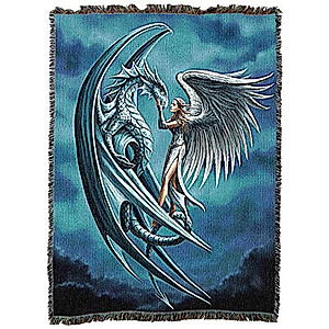 Pure Country Weavers Silverback Dragon with Angel Blanket by Anne Stokes Age of Dragons Collection - Gift Fantasy Tapestry Throw Woven from Cotton - Made in The USA (72x54)