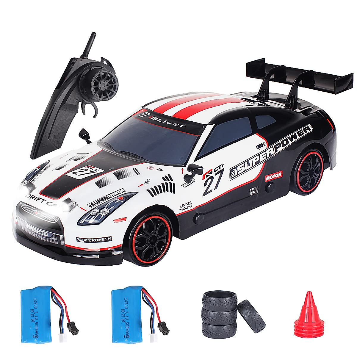 iBliver GT RC Drift Cars 1:14 Remote Control Car 35km/h Drift Vehicle 40min Playing time 4WD High Speed Sport Racing Car Gifts Toy for Adults Kids