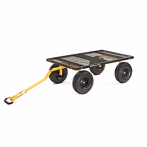 Gorilla Carts GOR1400-COM Heavy-Duty Steel Utility Cart with Removable Sides and 15" Tires, 1400-lbs. Capacity, Black & TR Industrial Forestry Safety Helmet and Hearing Protection System, Yellow
