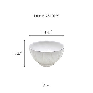 Costa Nova Ceramic Stoneware 8 oz. Fruit Bowl - Aparte Collection, White | Microwave & Dishwasher Safe Dinnerware | Food Safe Glazing | Restaurant Quality Serveware