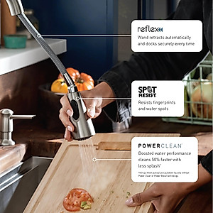 Moen Sleek Spot Resist Stainless Motionsense Wave Sensor Touchless One-Handle High Arc Pulldown Modern Kitchen Faucet Featuring Power Clean, 7864EWSRS