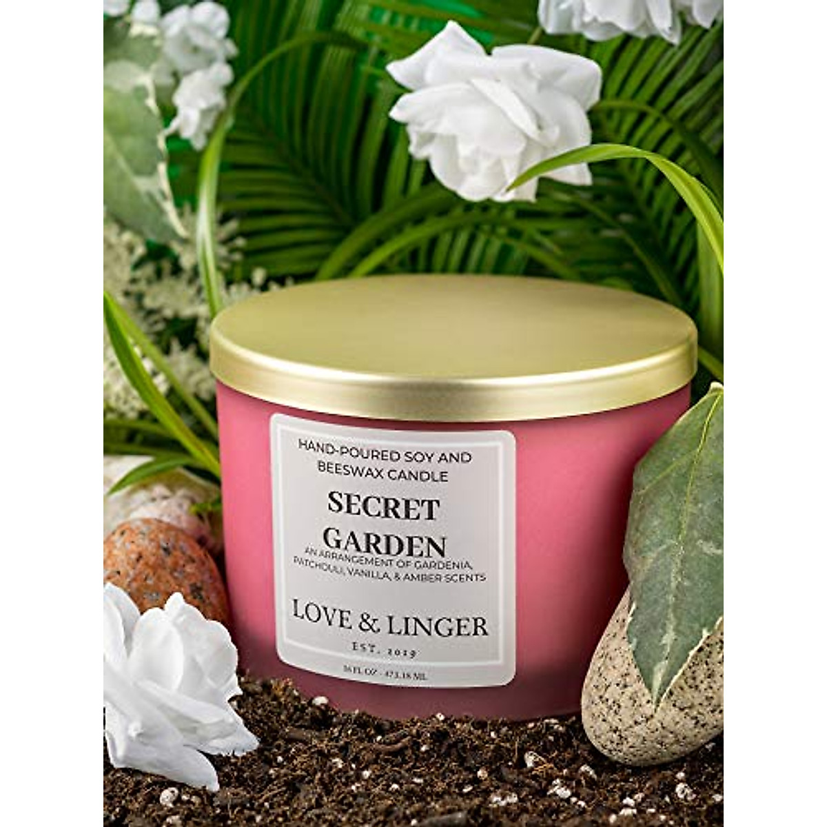 Gardenia Candle | Flower Candle | Luxury Soy & Beeswax Candles for Home | 16 oz. Large Jar 3 Wick Candle | Mom Candle | Floral Scented Candle Gift | Fragrant Candle