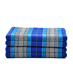 Leewadee Trifold Mattress Standard – Comfortable Thai Massage Pad, Foldable Floor Mattress Filled with Kapok, Perfect to Use as a Sleeping Mat 79 x 28 inches, Blue