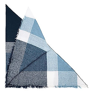 Zando Fall Scarfs for Women Extra Soft Shawl Wraps for Women Cashmere Feel Tassel Plaid Scarf Large Triangle Scarves Tartan Shawl Blue Plaid