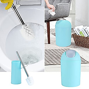 Zerone 6pcs Bathroom Accessory Set, Plastic Sink Accessory Set Includes Toothbrush Holder Toothbrush Cup Soap Dish Toilet Brush Holder Waste Bin Tumbler Straw Set
